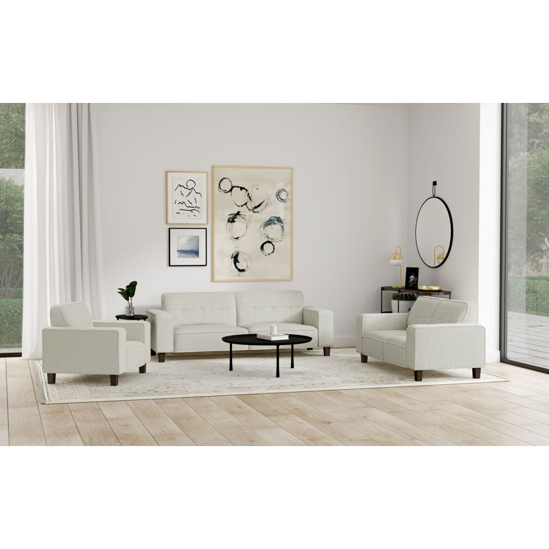 Torrica 3 Piece Upholstered Track Arm Sofa Set Greige